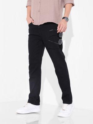 Buy The Indian Garage Co Men Black Slim Fit Solid Mid-Rise Eternity ...