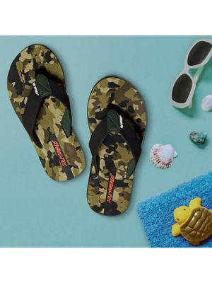Buy SOLETHREADS Kids Army Olive Camouflage Flip Flop Online
