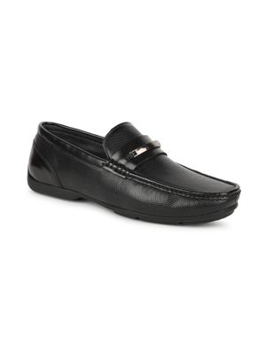 Buy Bata Textured Black Loafers Online