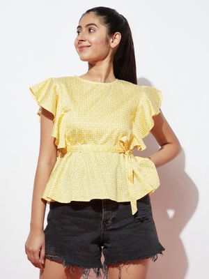 Buy Spunkies Girls Cotton Yellow Top online