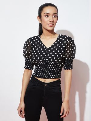 Buy Spunkies Girls Poly Black Crop Top Online