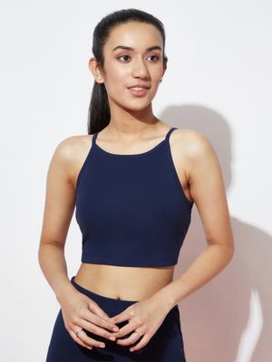 Buy Spunkies Girls Cotton Navy Blue Crop Top Online