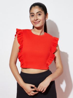 Buy Spunkies Girls Cotton Feiry Red Crop Top Online
