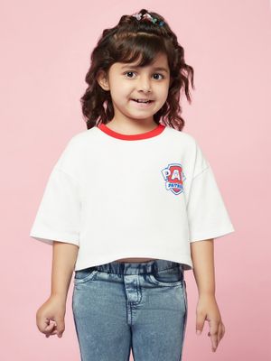 Buy Spunkies Girls Cotton White T-Shirt Online