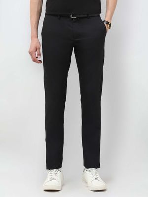 Buy U.S. POLO ASSN. Men Black Terylene Solid Trouser (30) Online