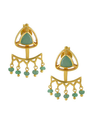 Buy Tribe Amrapali Sterling Silver Gold Plated Emerald Trillion Drop ...