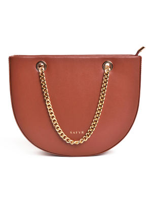 Buy SAFYR Halfmoon tan handbag Online