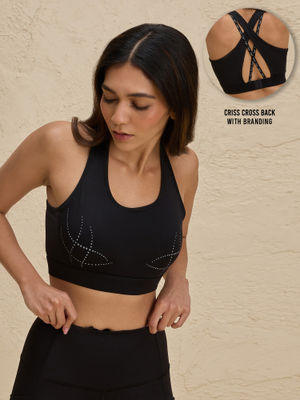 Buy Nykd By Nykaa Reflective Print Sports Bra with Criss cross Back ...