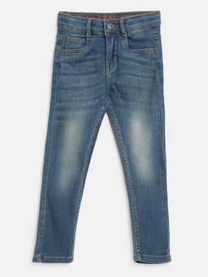 Buy Tales & Stories Boys Blue Regular Fit Mid-Rise Clean Look Jeans online