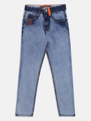 Buy Tales & Stories Boys Light Blue Lycra Slim Fit Solid Jeans online