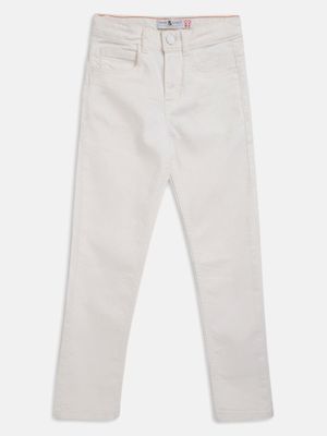Buy Tales & Stories Boys White Lycra Slim Fit Solid Jeans Online