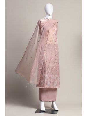 Buy Biba Women Mauve Net Unstitched Kurta with Bottom and Dupatta (Set ...