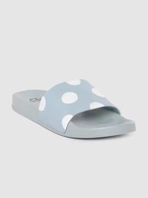 Buy Carlton London Polka Dot Blue White Sliders Online