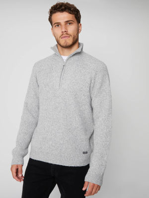 Buy Threadbare Grey Knitted Quarter Zip Jumper Online