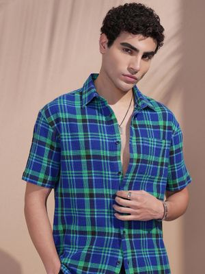 Buy HIGHLANDER Men Blue Shirt (L) Online