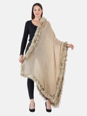 Buy MUFFLY Women Faux Fur On All Four Sides Wool Stole Online