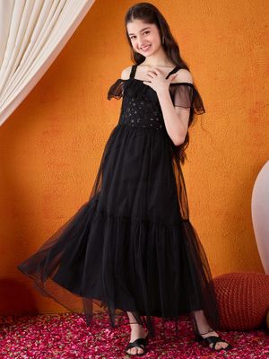 Buy Cherry & Jerry Girls Black Multi Tiered Maxi Dress (4-5 Years) Online