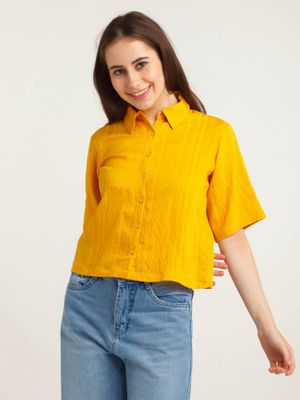 Buy Zink London Women Yellow Sandy Stripes Shirt Online