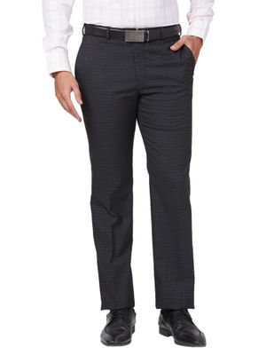 Buy Park Avenue Regular Fit Checkered Brown Trouser Online