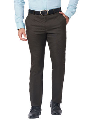 Buy Raymond Slim Fit Solid Brown Trouser Online