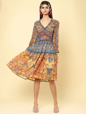Label Ritu Kumar Midi Dresses : Buy Label Ritu Kumar Blue Printed Short ...