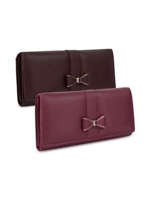 Buy Nfi Essentials Pack Of 2 Pu Women'S Wallet Online