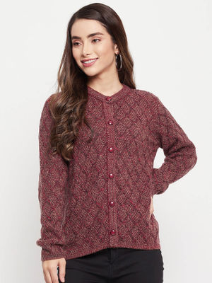Buy Madame Women Maroon Cardigan online
