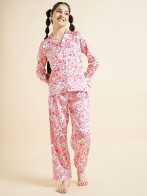 Buy Cherry & Jerry Girls Pink Printed Shirt and Pyjamas Night suits ...