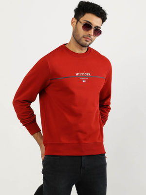 Buy Tommy Hilfiger Mens Red Color Sweatshirt (2XL) Online