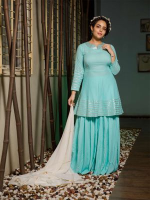 Thread & Button Salwar Suits and Sets : Buy Thread & Button Exclusive Turquoise Kurta And ...