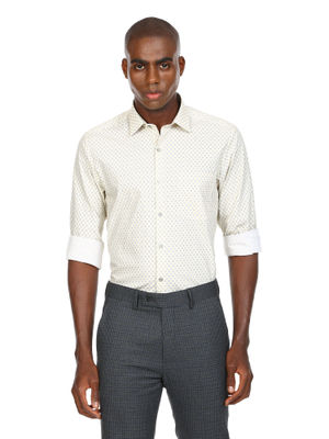 Arrow Formal Shirts : Buy Arrow Men Cream Printed Cotton Formal Shirt ...