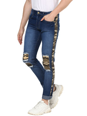 Buy Urbano Fashion Men Blue Slim Fit Distressed Military/Camouflage ...