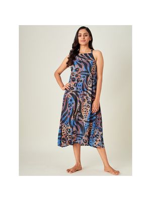 Buy The Kaftan Company Multi-Color Blue Animal Print Negligee ...