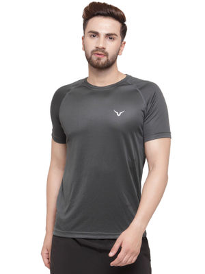 Buy INVINCIBLE Grey Mens Solid Training T-Shirt Online