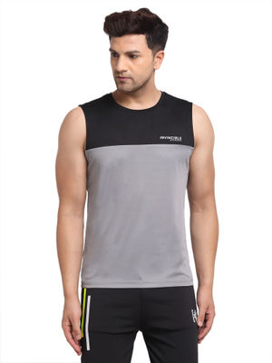 Buy INVINCIBLE Grey Black Mens Structured Vest online