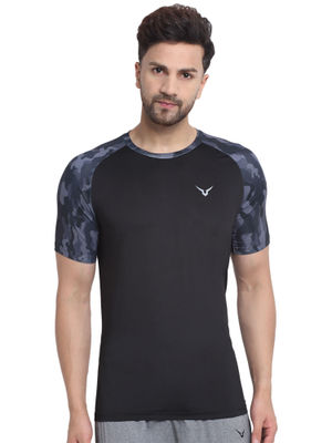 Buy INVINCIBLE Black Mens Camo T-Shirt Online