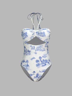 Buy Cider Tummy Control Toile De Joey Cut Out One Piece Swimsuit Online