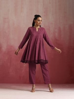 Buy trueBrowns Mauve Cotton Dobby Co-Ord (Set of 2) (XS) Online