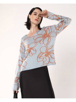 Buy RAREISM Women Stellan Blue Relaxed Sweater (XXS) Online