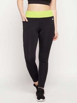Buy Clovia Snug Fit High-rise Active Tights In Black With Contrast ...