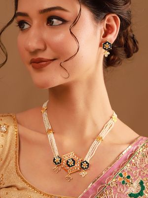 Buy Voylla Multi-Color Shahi Jharokha Haar Jewellery Set Online