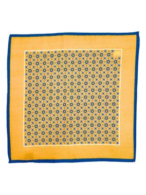 Buy The Tie Hub Yellow Wool Pocket Square with Blue Geometric Design Online