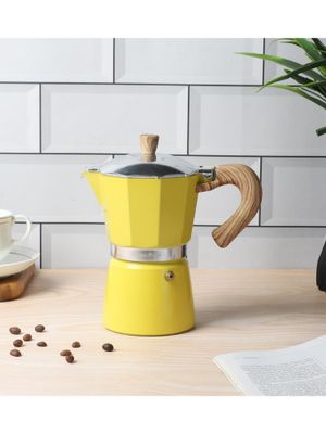 Buy NATURALLY YOURS Yellow Aluminium Moka Pot Coffee Maker 300 Ml Online