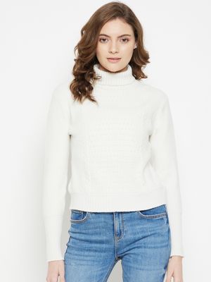 Buy Camla Turtle Neck Ribbed Sleeve Sweater for Women Online