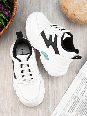 Buy steprite Kids Chunky Platform, Casual Lace-Up Style Sneakers Black ...