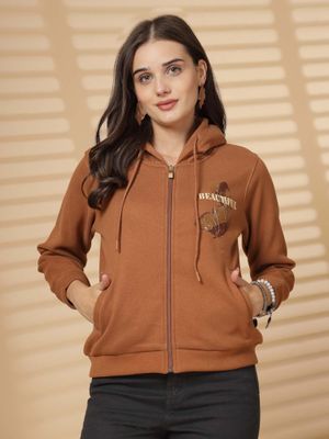 Buy Juelle Women Brown Graphic Hoodie (L) Online