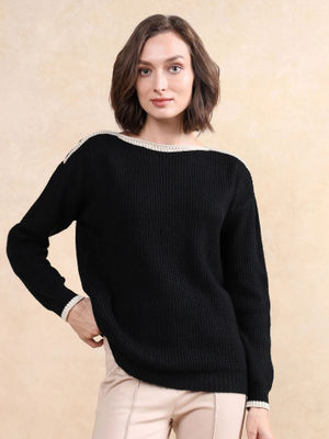 Buy RAREISM Astrophel Black Solid Relaxed Sweater (XXS) Online