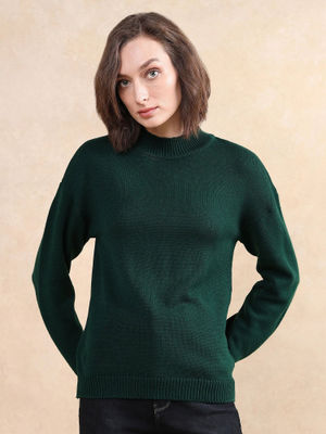 Buy RAREISM Ferny Green Solid Regular Sweater (XXS) Online