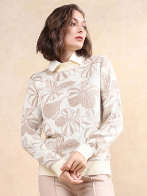 Buy RAREISM Lakent Beige Jacquard Regular Sweater (XXS) Online