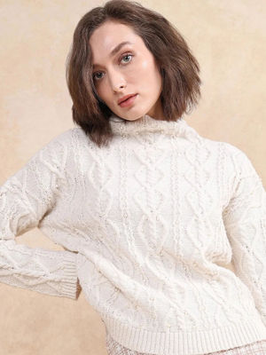 Buy RAREISM Osmaniye Off White Solid Relaxed Sweater (XXS) Online